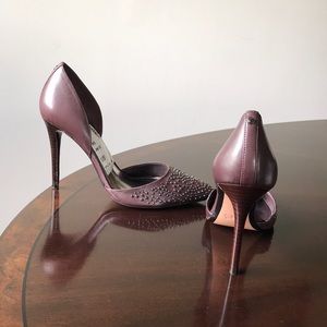 Coach | Shoes | Coach Brown Leather Metal Studded 7m Dorsay Heels ...